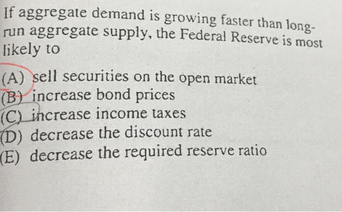 Solved If aggregate demand is growing faster than long run | Chegg.com