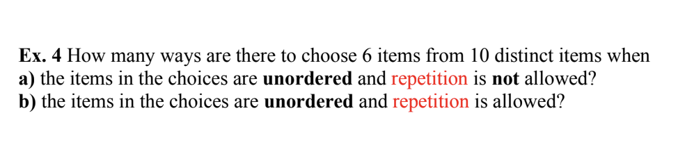 Solved Ex. 4 How many ways are there to choose 6 items from | Chegg.com