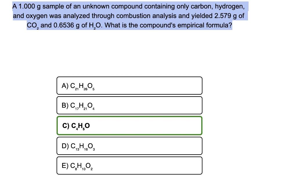 Solved A 1.000 g sample of an unknown compound containing | Chegg.com