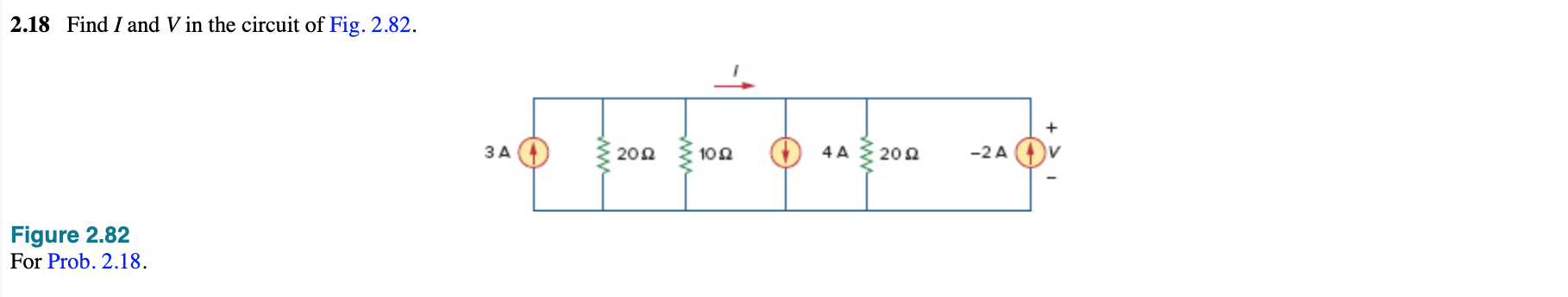 Solved 2.18 Find I and V in the circuit of Fig. 2.82. 3A | Chegg.com