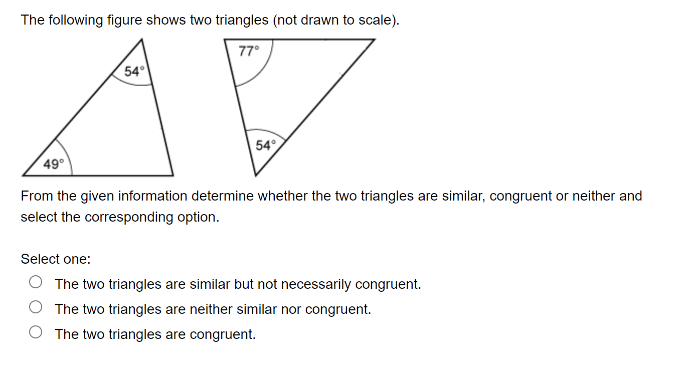 Solved The following figure shows two triangles (not drawn | Chegg.com