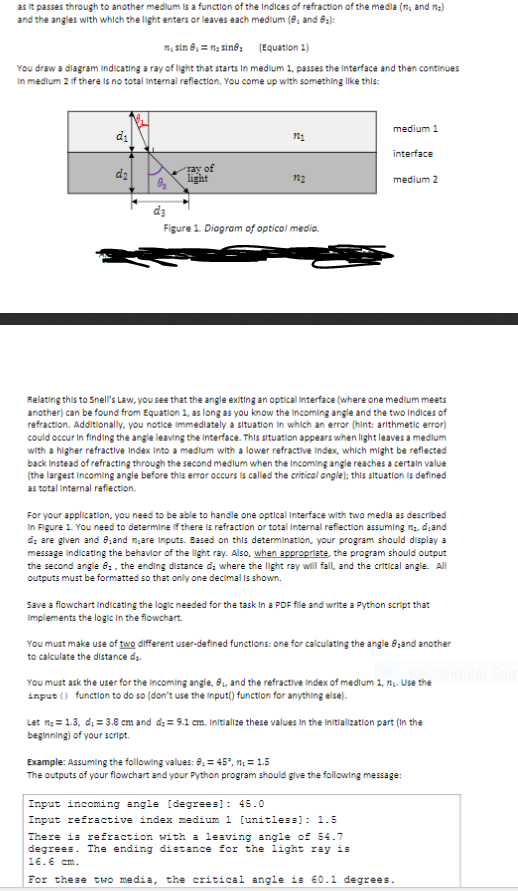 Solved as it passes through to another medium is a function | Chegg.com