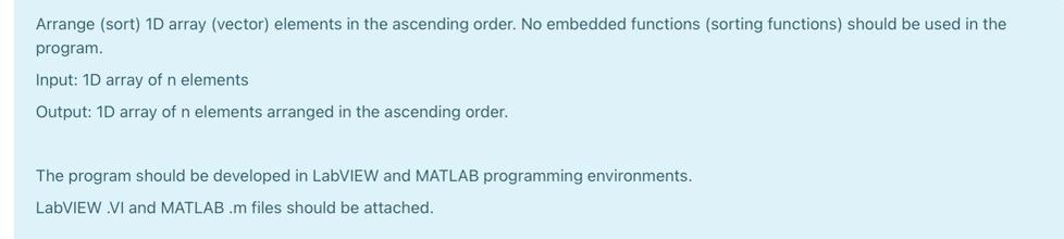 Solved Arrange (sort) 1D array (vector) elements in the | Chegg.com