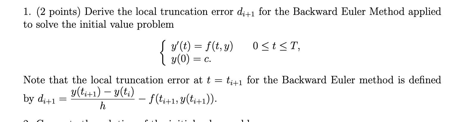 1 2 Points Derive The Local Truncation Error Di 1