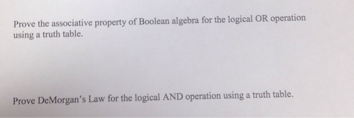 Solved Prove the associative property of Boolean algebra for | Chegg.com