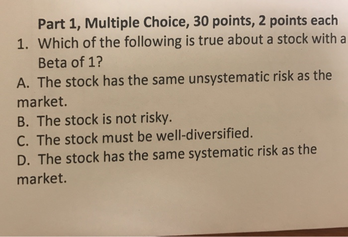 Solved Part 1, Multiple Choice, 30 points, 2 points eackh 1. | Chegg.com