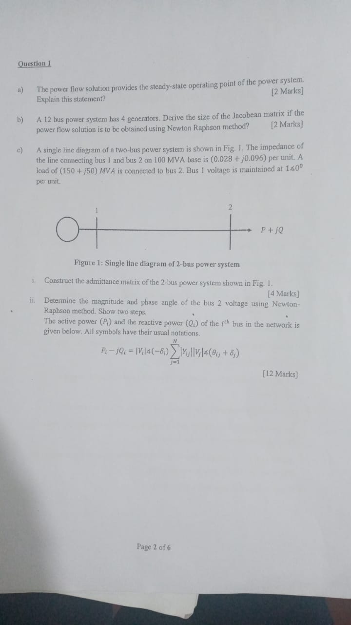 Solved a) The power flow solution provides the steady-state | Chegg.com