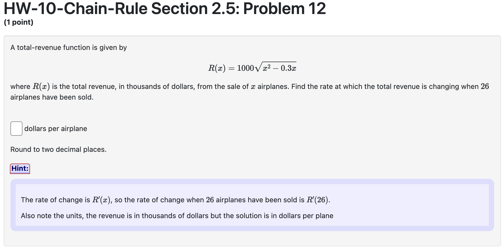 Solved HW-10-Chain-Rule Section 2.5: Problem 12 (1 point) A | Chegg.com