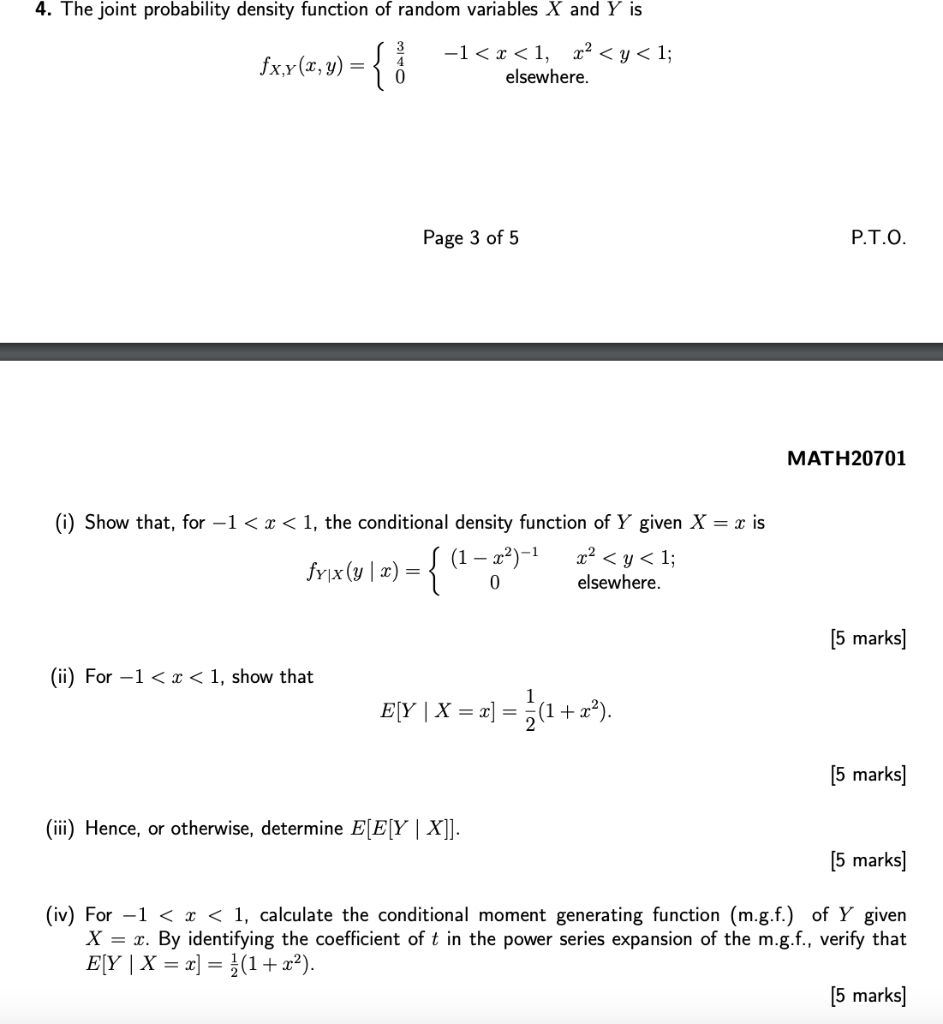 Solved 4. The joint probability density function of random | Chegg.com