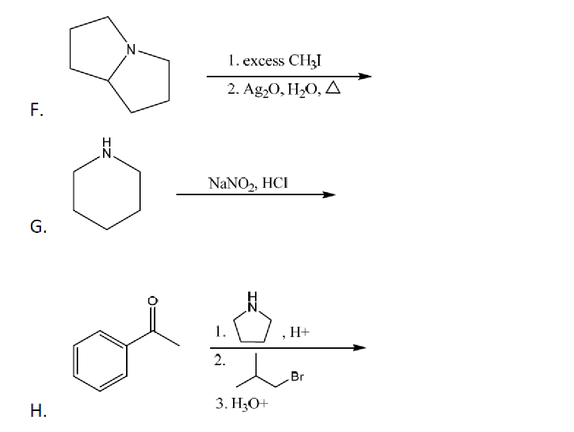 Solved 1. excess CH31 2. Ag,0,H20, A F. NaNO, HCI Owowe .H+ | Chegg.com