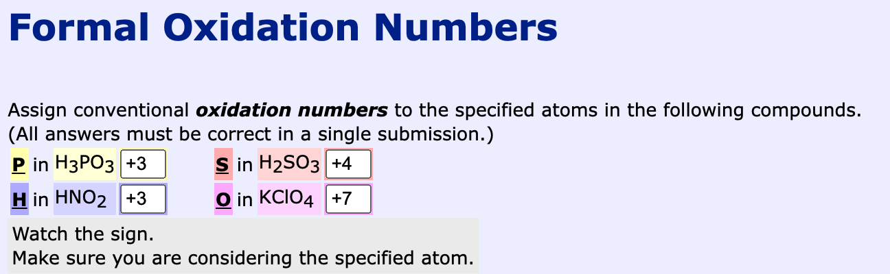 Solved Formal Oxidation Numbers Assign conventional | Chegg.com