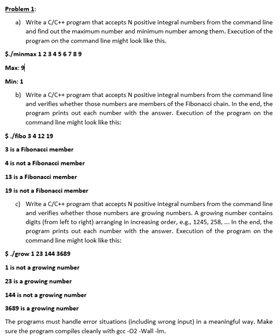 Solved Problem 1: *) Write a C/C++ program that accepts N | Chegg.com