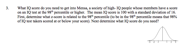 Solved 3. What IQ score do you need to get into Mensa, a | Chegg.com