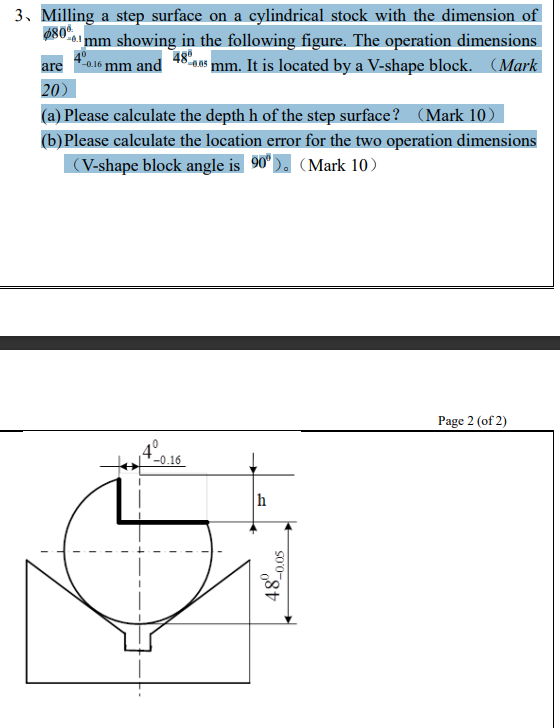 Solved Milling a step surface on a cylindrical stock with | Chegg.com