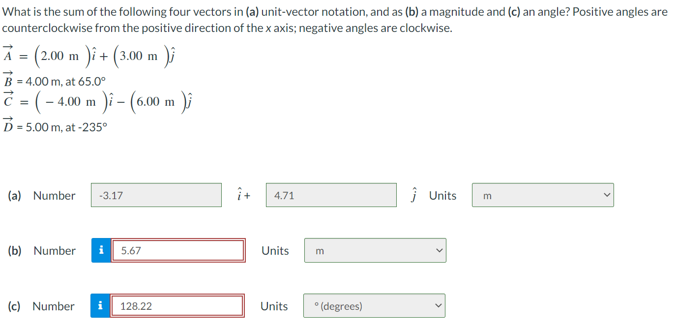Solved What is the sum of the following four vectors in (a) | Chegg.com