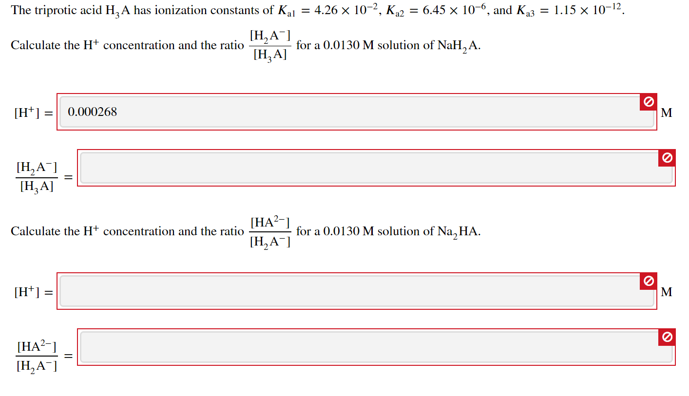 Solved The triprotic acid H3A has ionization constants of | Chegg.com
