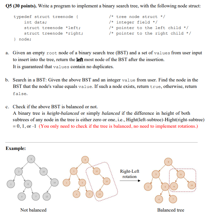 Solved Q5 (30 points). Write a program to implement a binary | Chegg.com