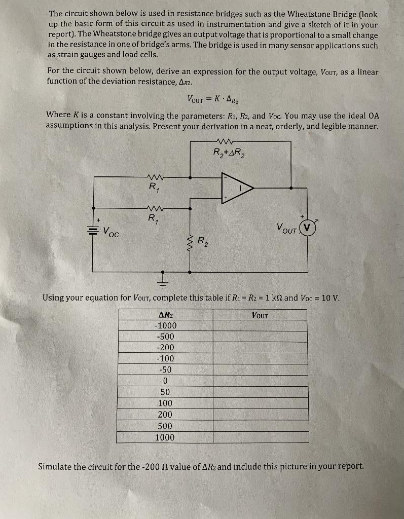 Solved The circuit shown below is used in resistance bridges | Chegg.com