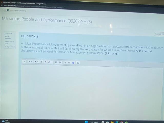 An ideal Performance Management System (PMS) in an | Chegg.com