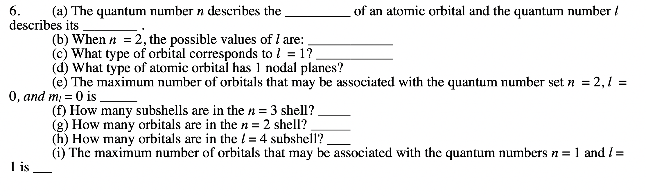 Solved b) ﻿When n = 2, ﻿the possible values of l are:(c) | Chegg.com