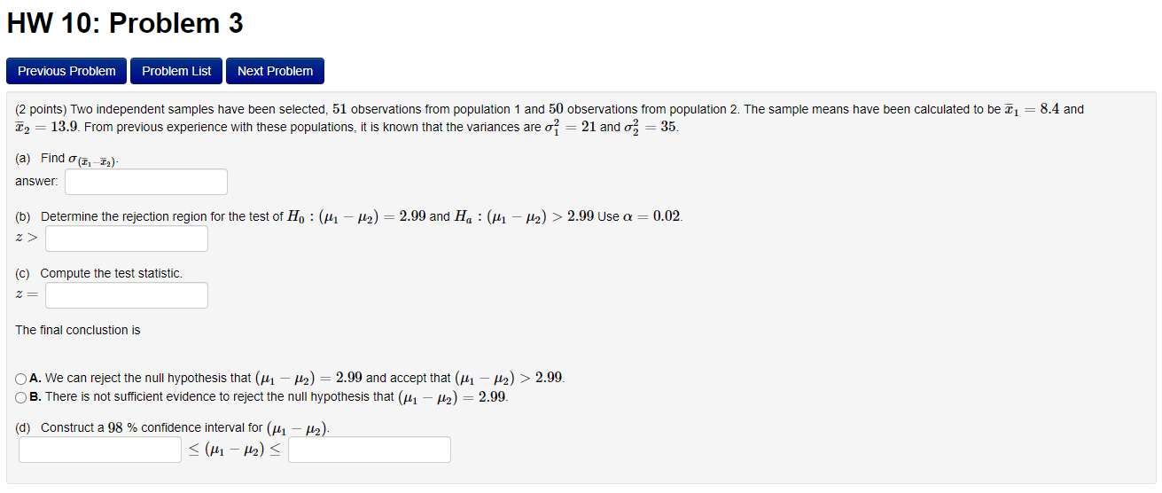 Solved HW 10: Problem 3 Previous Problem Problem List Next | Chegg.com