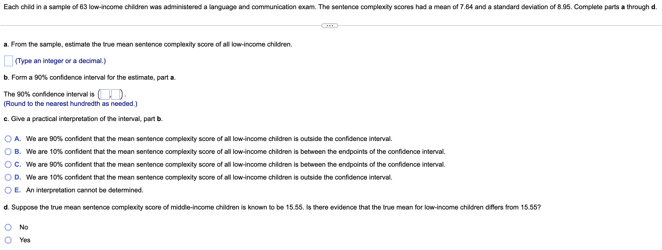 Solved a. From the sample, estimate the true mean sentence | Chegg.com