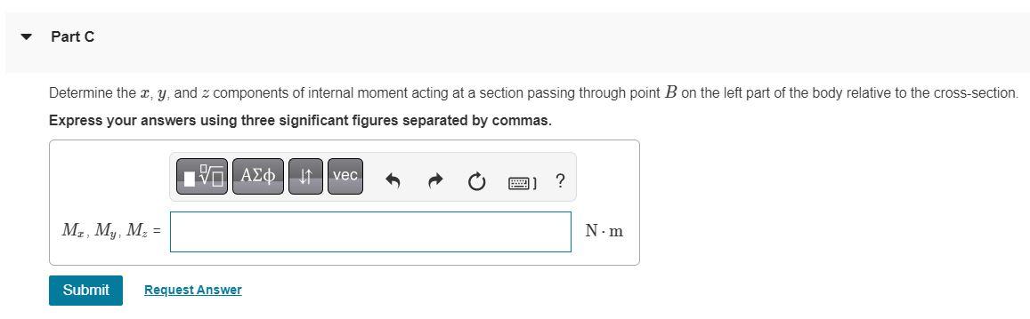 Solved Determine the x,y, and z components of internal | Chegg.com