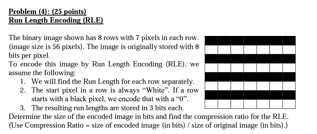 Solved The binary image shown has 8 rows with 7 pixels in | Chegg.com