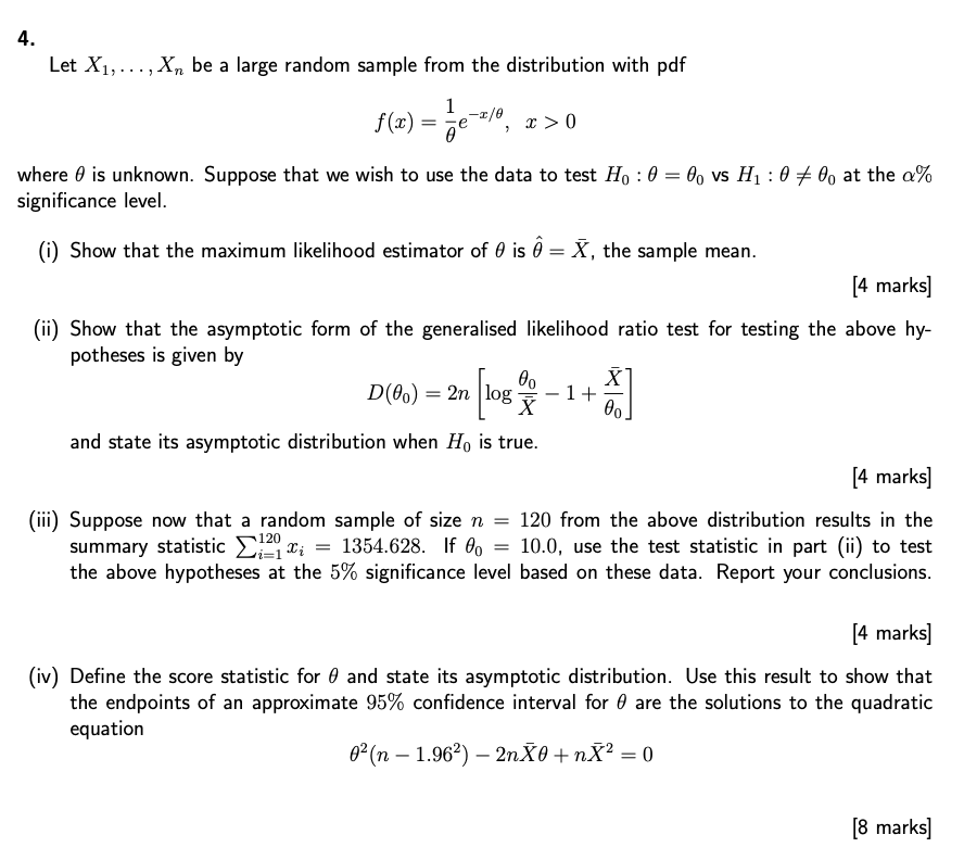 Solved Let X1,…,Xn be a large random sample from the | Chegg.com