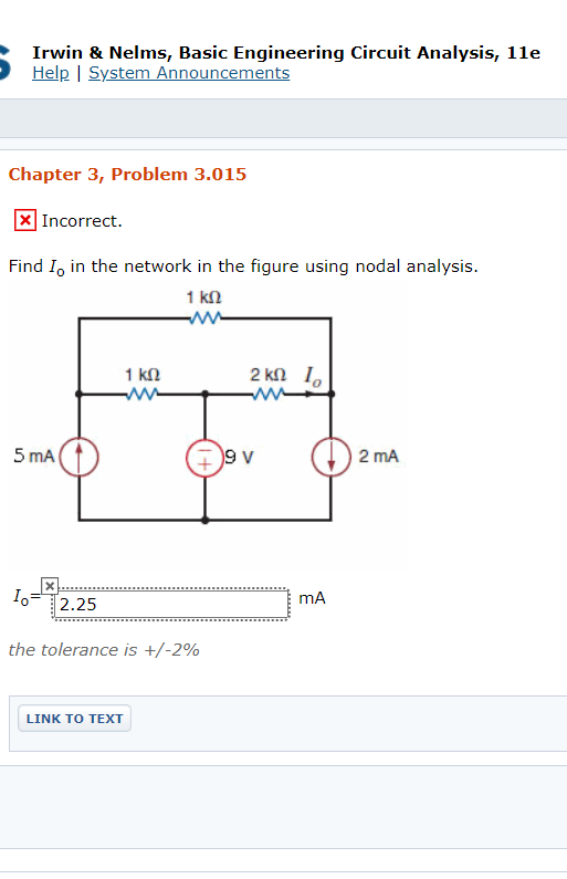 Solved Irwin & Nelms, Basic Engineering Circuit Analysis, | Chegg.com