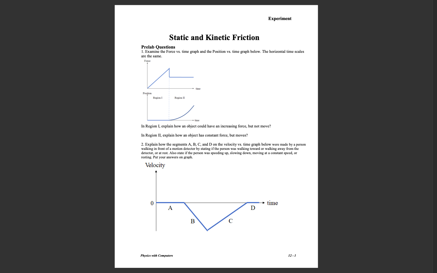 Solved Experiment Static and Kinetic Friction Prelab | Chegg.com
