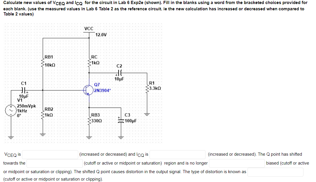 Solved Calculate new values of VCEQ and ICQ for the circuit | Chegg.com