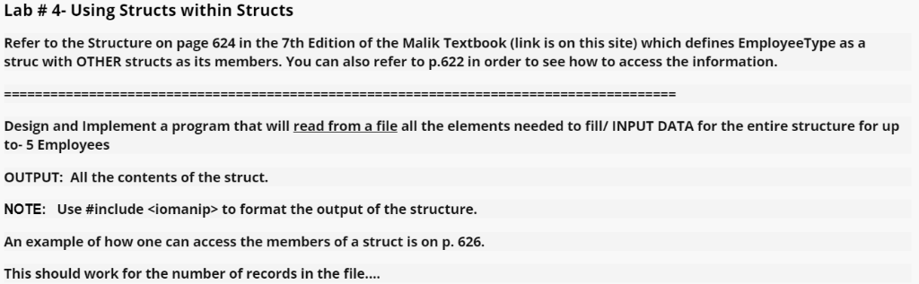 Solved Lab # 4- Using Structs within Structs Refer to the | Chegg.com