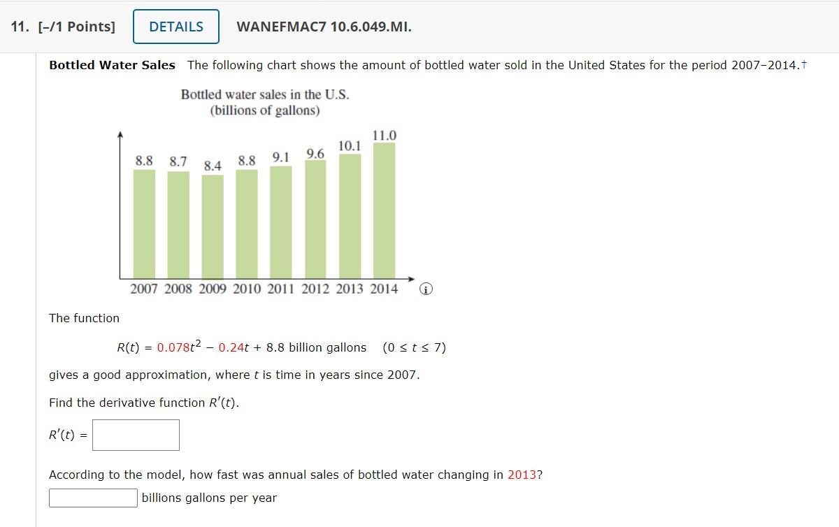 Solved 12. [-/1 Points] DETAILS WANEFMAC7 10.6.051. MY NOTES | Chegg.com