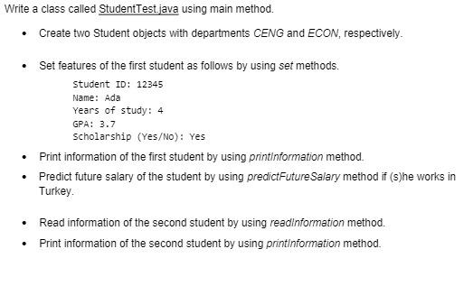 Solved Write a class called Student.java with the following | Chegg.com