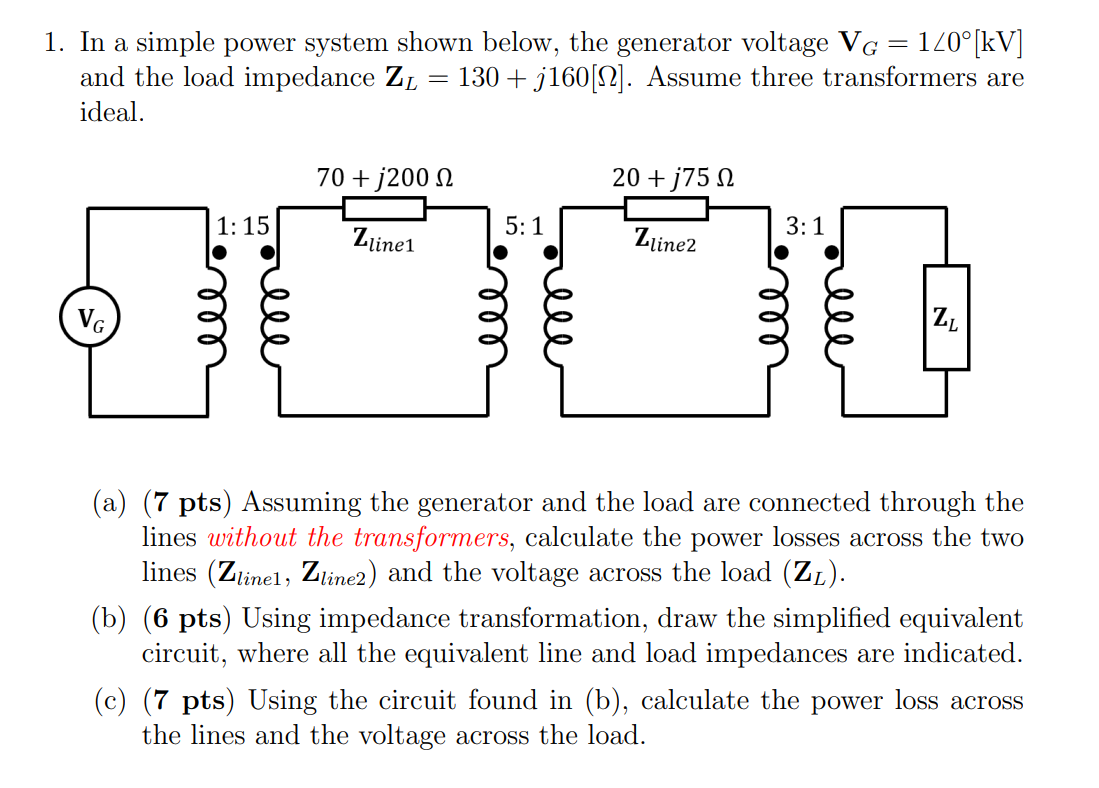 Solved 1. In a simple power system shown below, the | Chegg.com