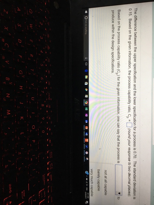 Solved The difference between the upper specification and | Chegg.com