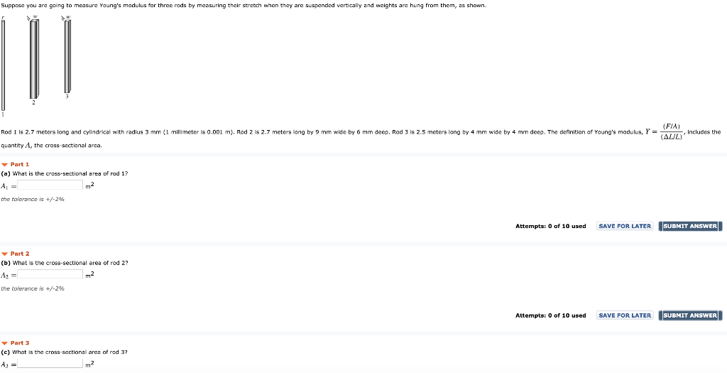 Solved Suppose you are going to measure Young's modulus for | Chegg.com