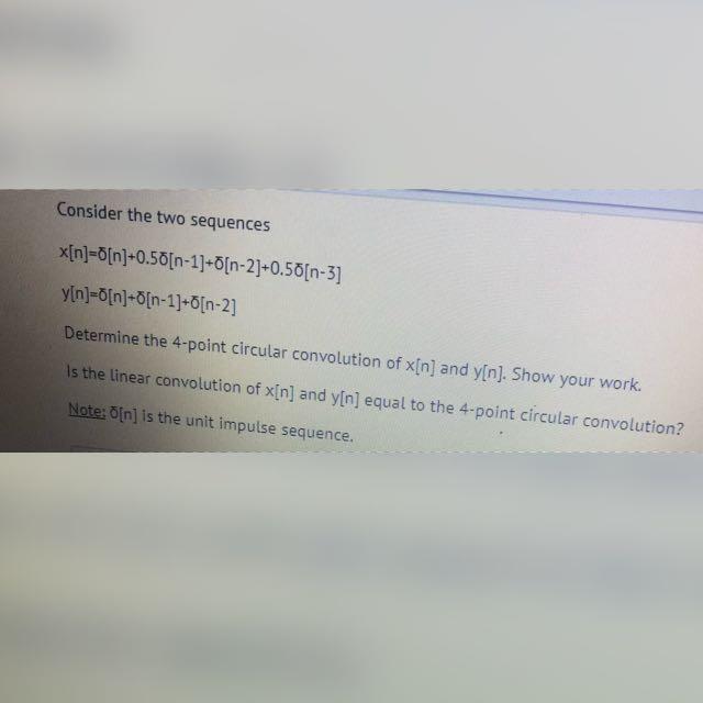 Solved Consider the two sequences | Chegg.com