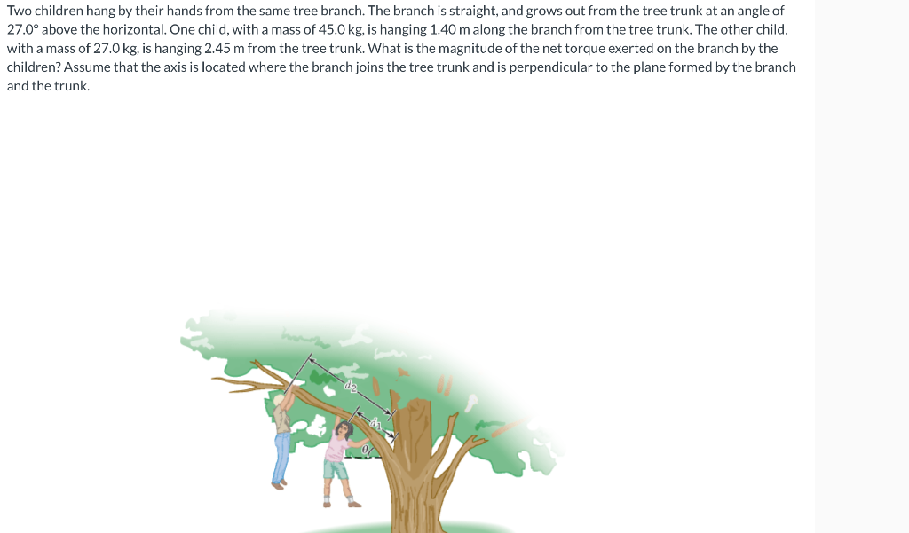 Solved Two children hang by their hands from the same tree | Chegg.com