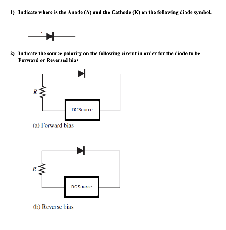 Solved 1) Indicate where is the Anode (A) and the Cathode | Chegg.com