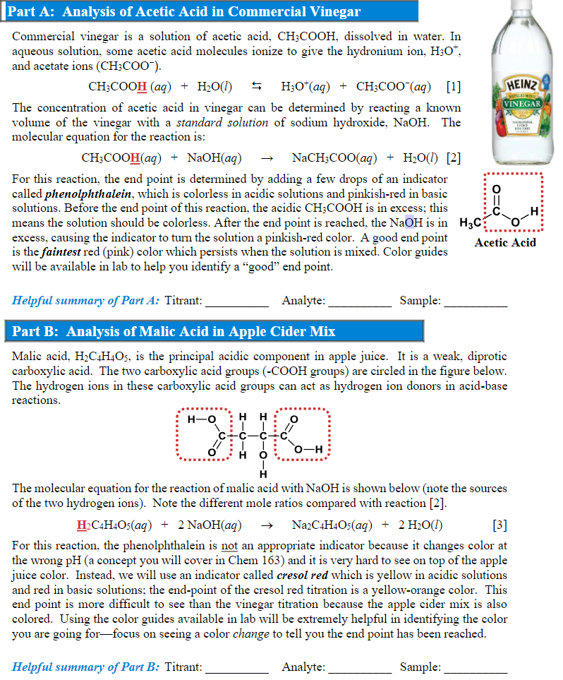 Solved Commercial vinegar is a solution of acetic acid, | Chegg.com