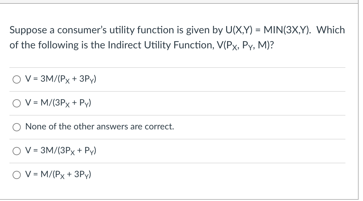 Solved Suppose a consumer's utility function is given by | Chegg.com