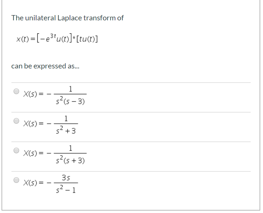 Solved The unilateral Laplace transform of | Chegg.com