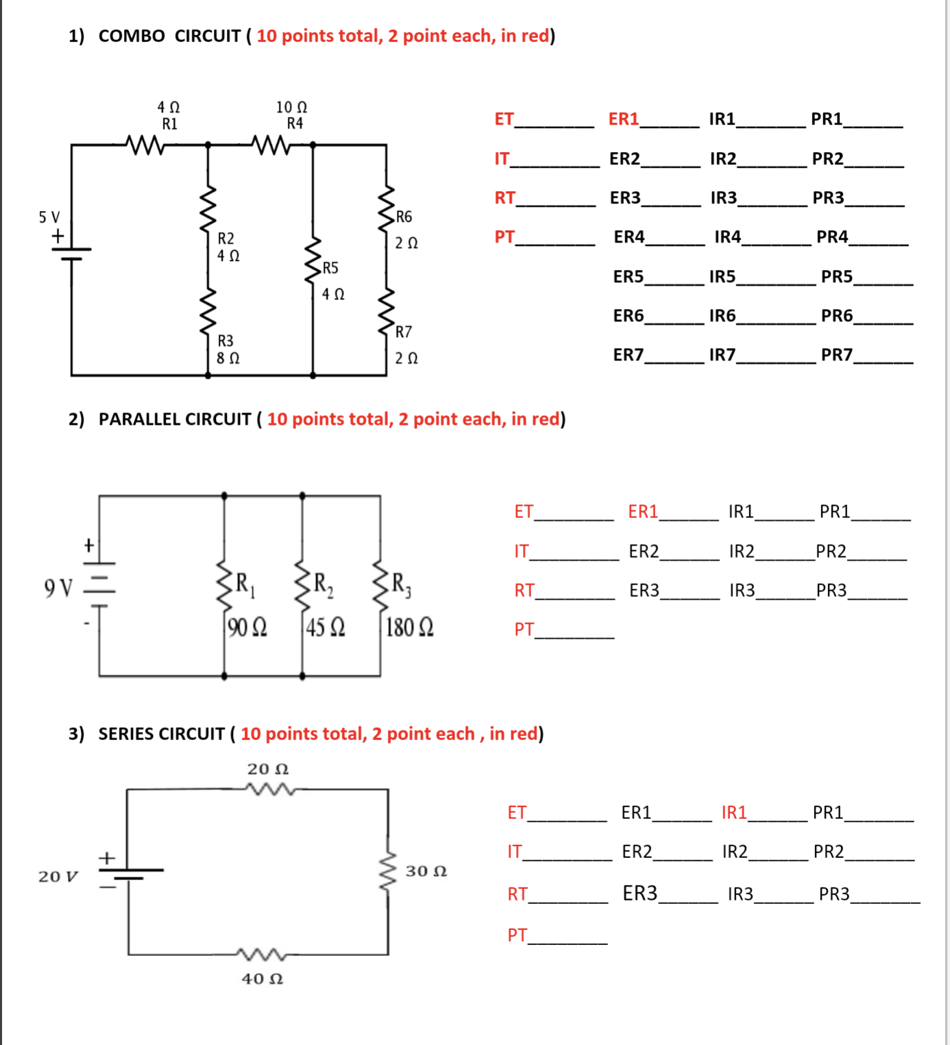 Solved 1) COMBO CIRCUIT ( 10 points total, 2 point each, in | Chegg.com