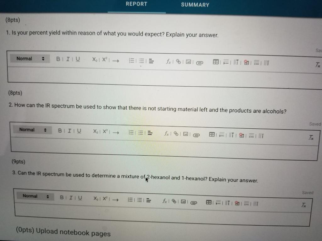 Solved Data And Report Submission - Hydroboration (2pts) | Chegg.com