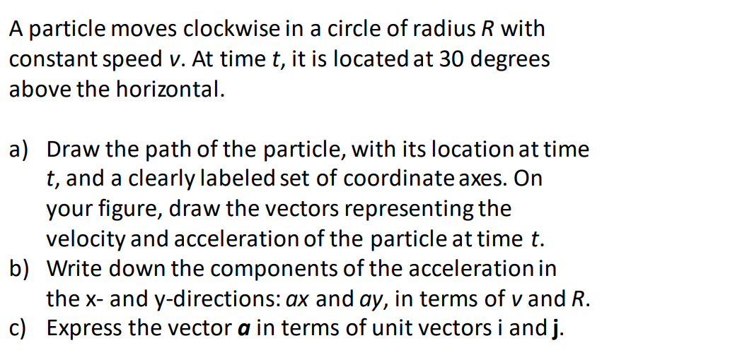 Solved A particle moves clockwise in a circle of radius R | Chegg.com