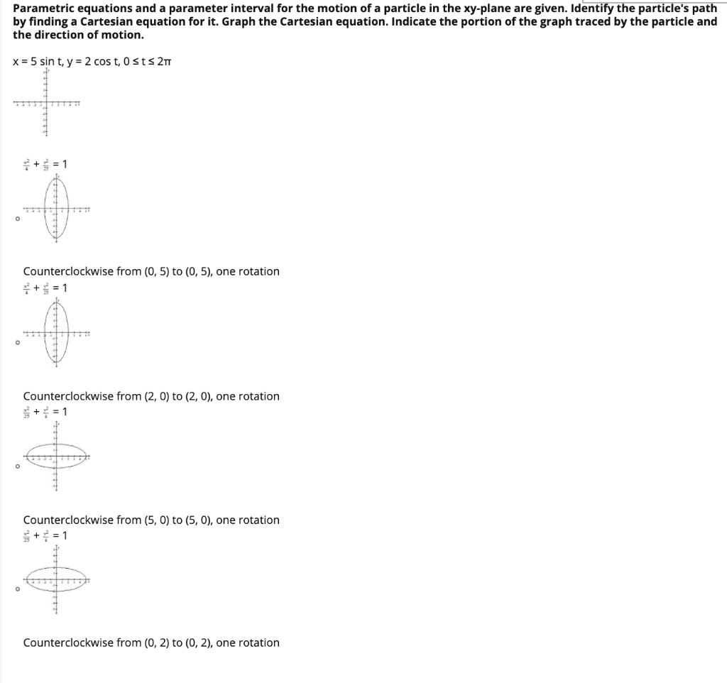 Solved Parametric equations and a parameter interval for the | Chegg.com