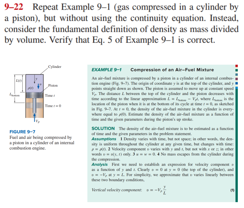 Solved 9-22 Repeat Example 9-1 (gas compressed in a cylinder | Chegg.com