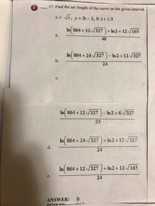 Solved Find the arc length of the curve on the given | Chegg.com